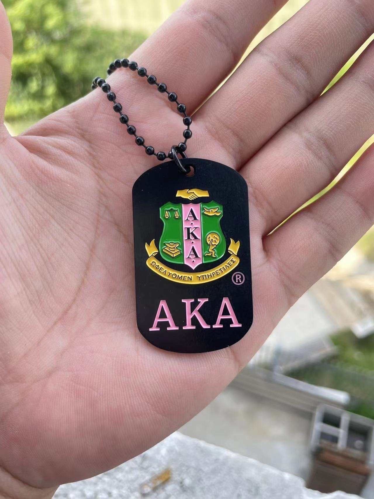 Alpha Kappa Alpha Black Dog Tag Necklace – D9 Greeks