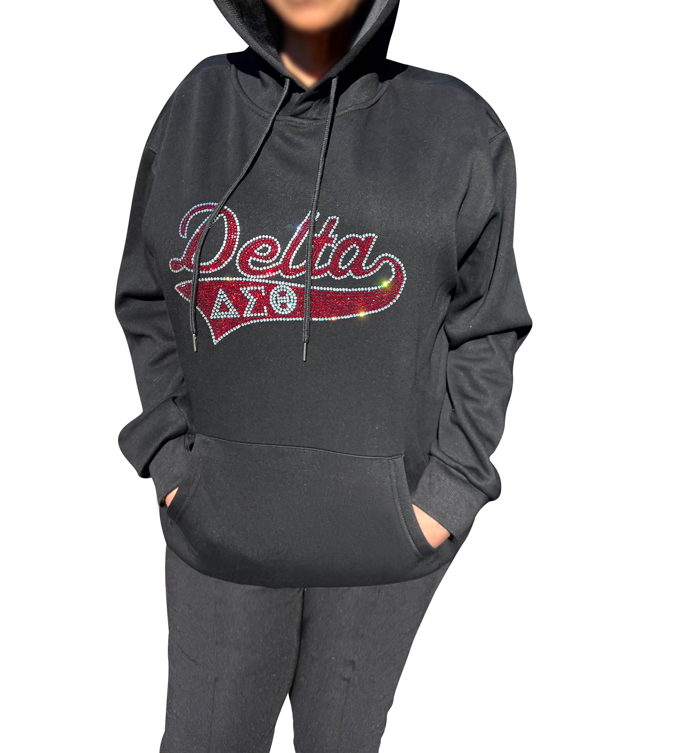 Delta Sigma Theta Rhinestone Bling Velour Lined Hoodie – D9 Greeks