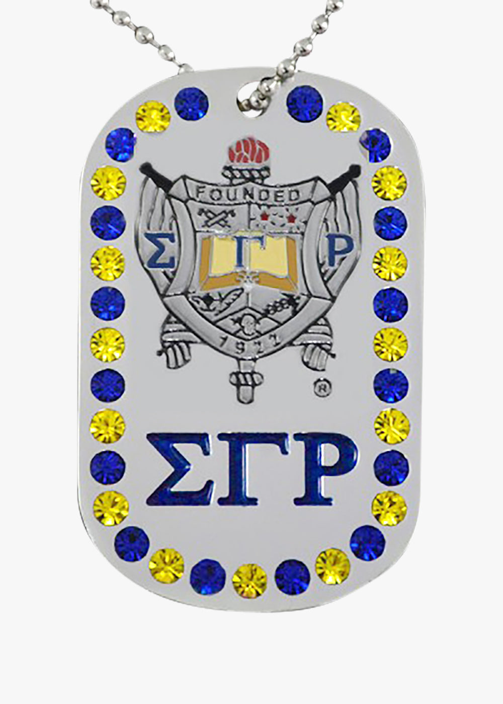 Sigma Gamma Rho Bling Rhinestone Double Side Dog Tag Necklace – D9 Greeks